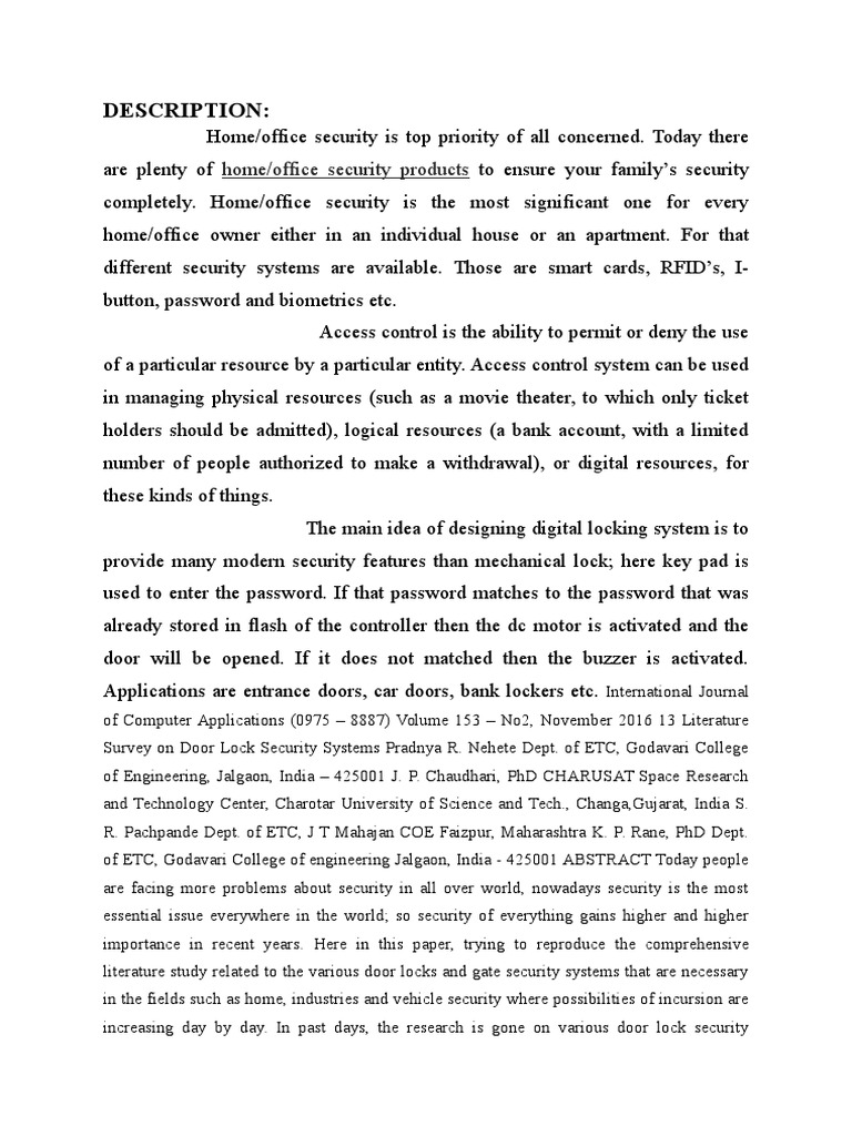 Conclusion | PDF | Security Alarm | Radio Frequency Identification