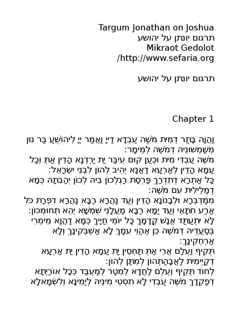 Targum Jonathan On Joshua | PDF