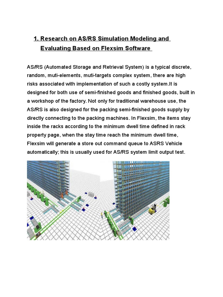 Research On AS/RS Simulation Modeling and Evaluating Based On Flexsim Software | PDF