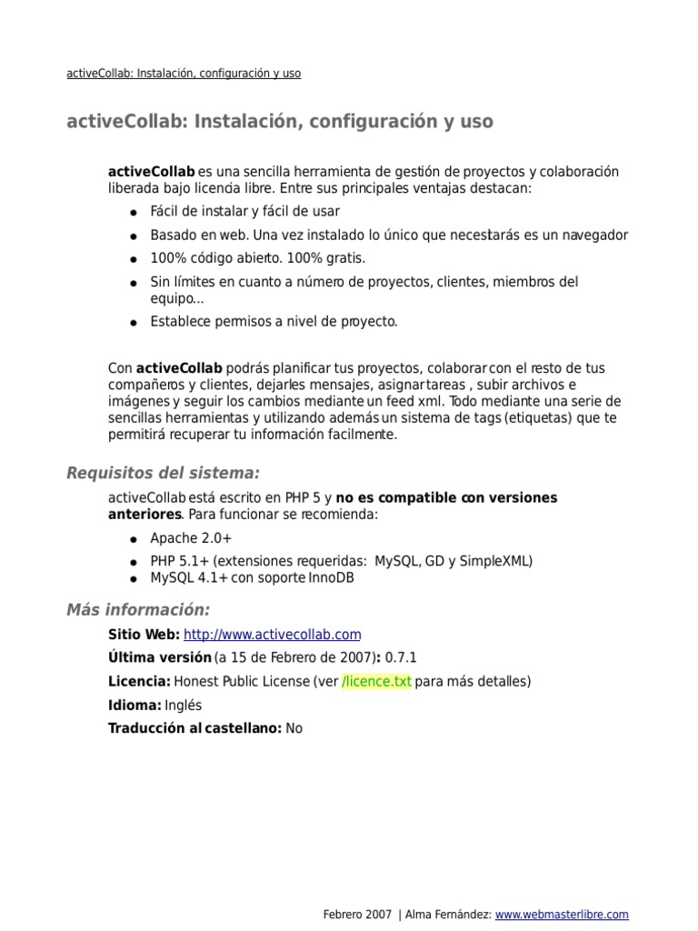Activecollab: Instalación, Configuración y Uso | PDF | Php | Archivo de computadora