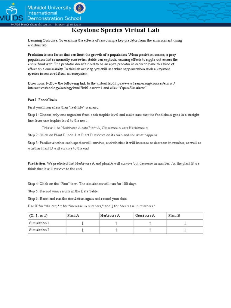 Keystone Species Impact Lab | PDF | Herbivore | Food Web