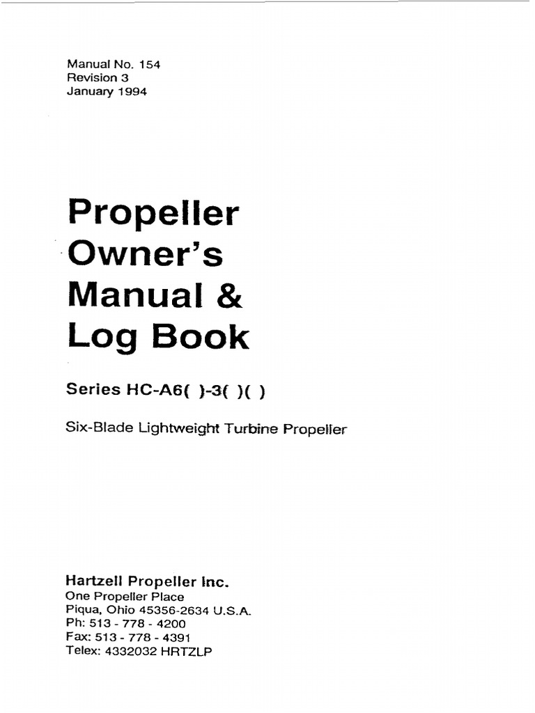 Propeller Owners Manual and Log Book - Hartzell PDF | PDF | Propeller | Composite Material
