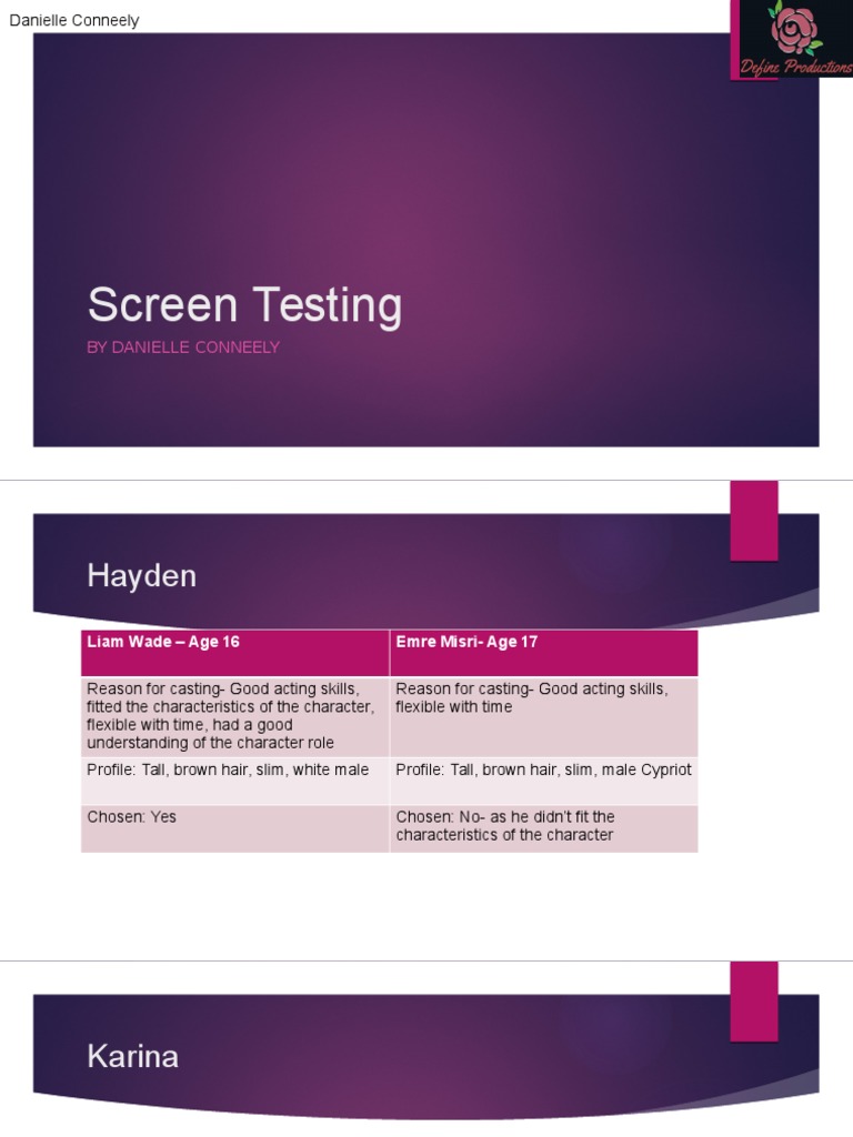 Screen Testing: by Danielle Conneely | PDF