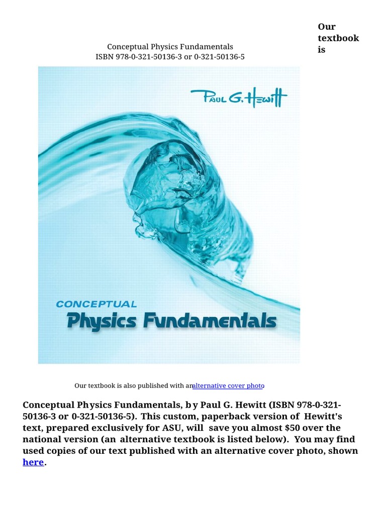 Conceptual Physics Fundamentals ISBN 978-0-321-50136-3 or 0-321-50136-5 ...