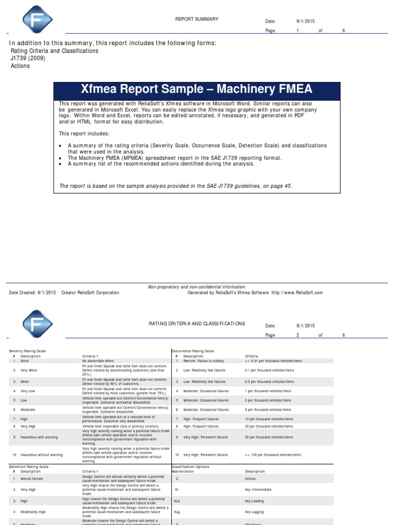Machinery FMEA Report Using Xfmea | PDF | Vacuum | Brake