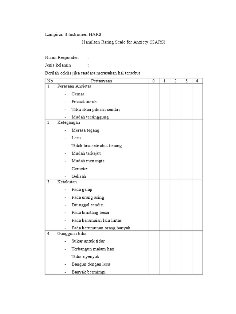 Lampiran 3 Instrumen HARS | PDF
