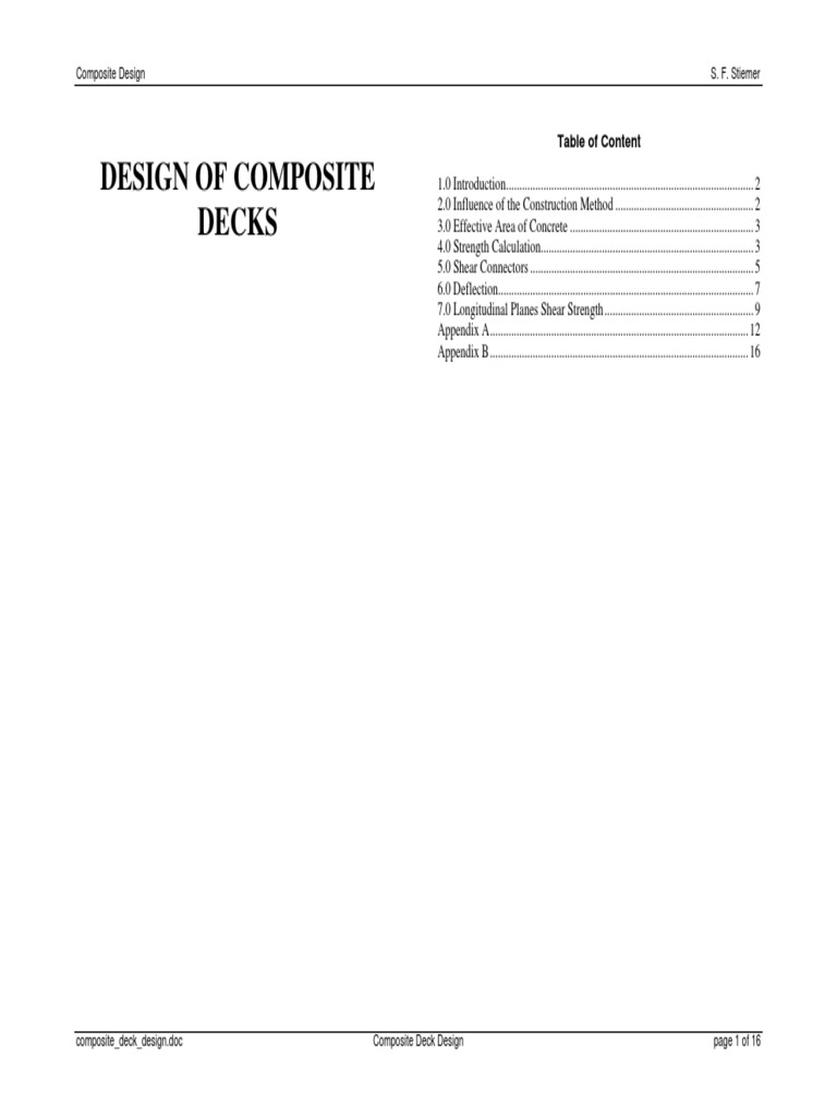 Composite Deck Design | PDF | Beam (Structure) | Truss