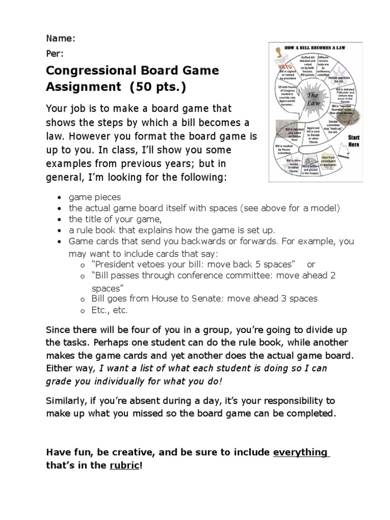 How A Bill Becomes A Law Board Game
