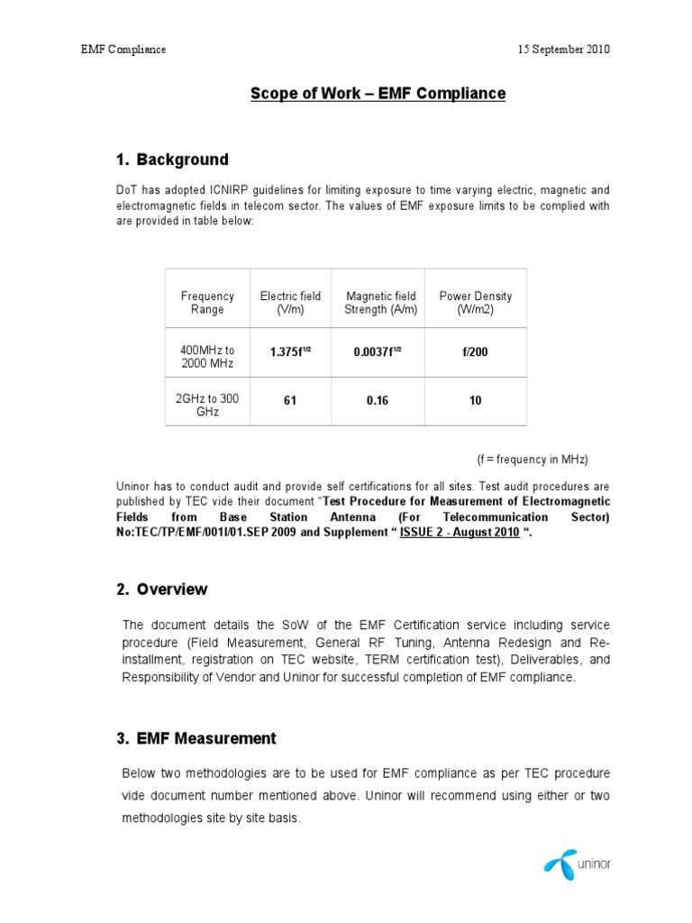 EMF Compliance Guidelines for Telecom | PDF | Electromagnetic Field ...