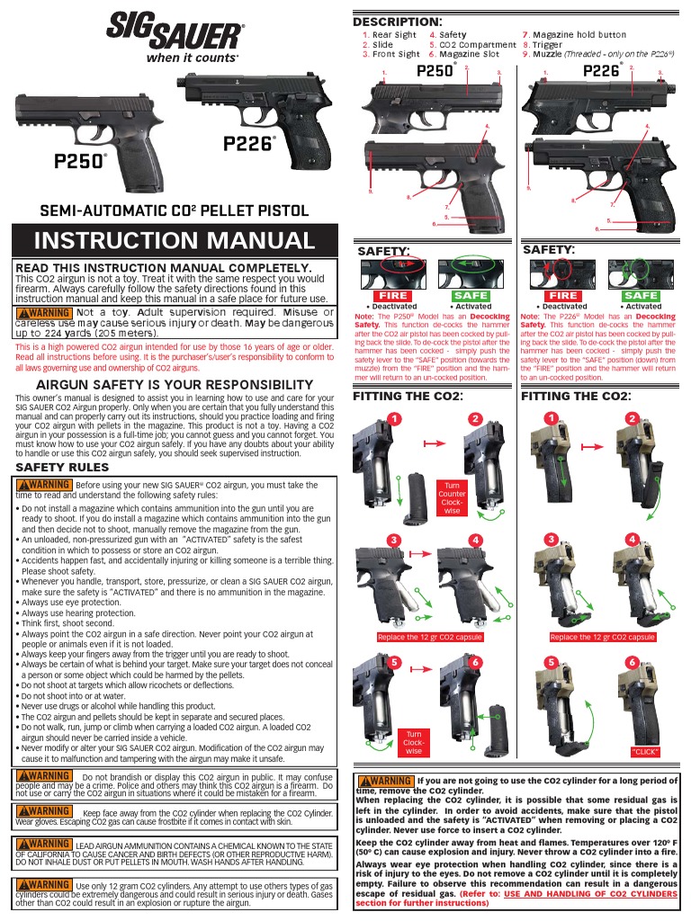 SIG CO2 P226 P250 Manual-Low-Res | PDF | Firearms | Military Equipment