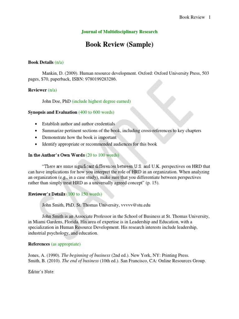 Book Review Sample | PDF