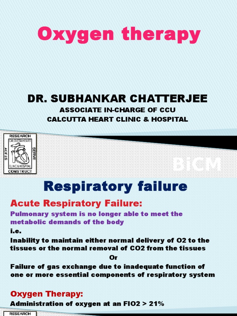 Oxygen Therapy: Dr. Subhankar Chatterjee | PDF
