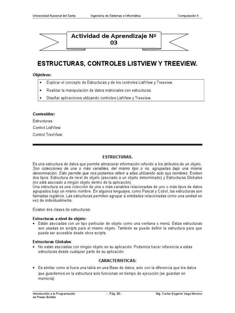 Sesion 3 - Estructuras, Controles y ListView TreeView | PDF | Objeto ...