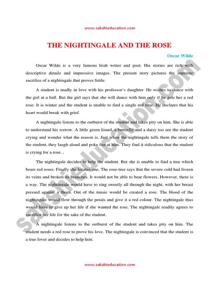 The Nightingale and The Rose: Oscar Wilde | PDF