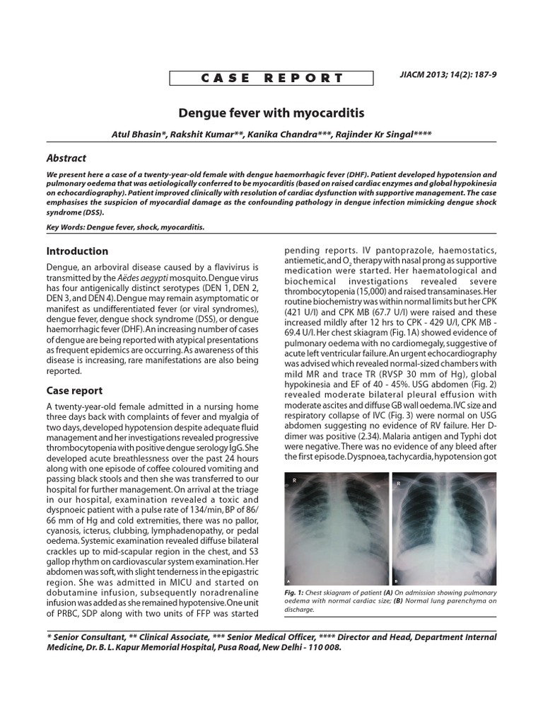 Dengue Fever With Myocarditis: Case Report | PDF | Cardiac Muscle | Heart