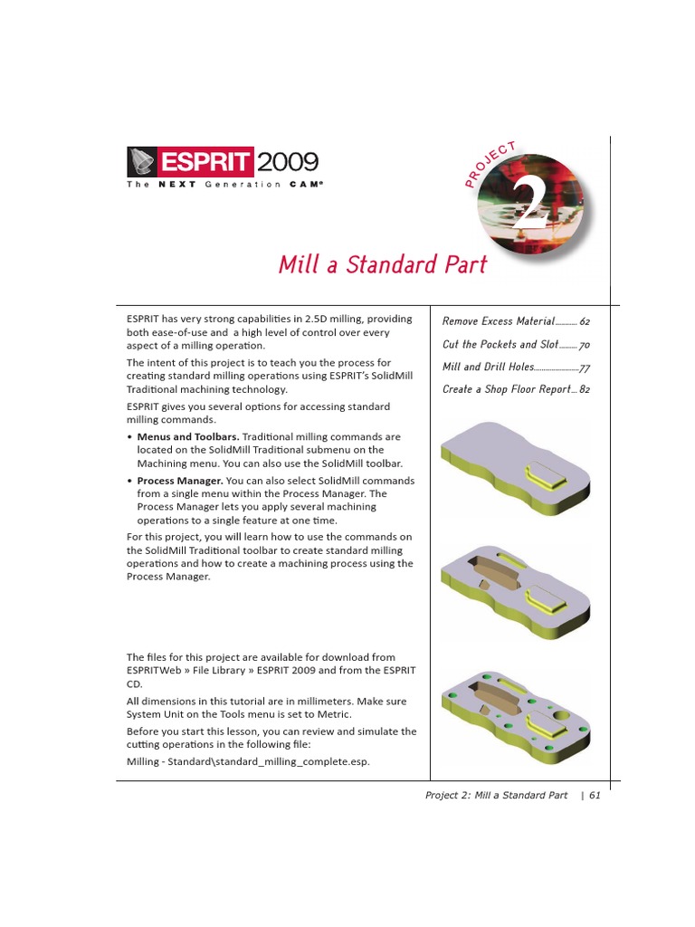 ESPRIT Milling Tutorial 01 | PDF | Machining | Drilling
