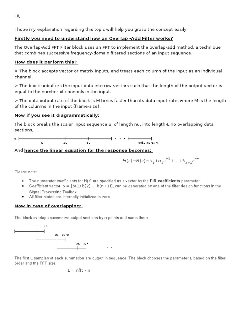 Digital Overlap Add Filter | PDF | Discrete Fourier Transform | Vector ...