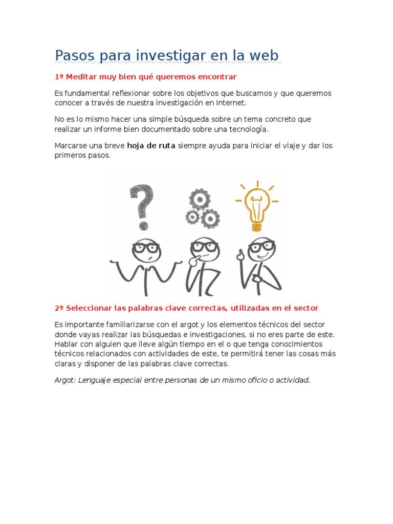 Pasos para Investigar en La Web | PDF | Internet | Información