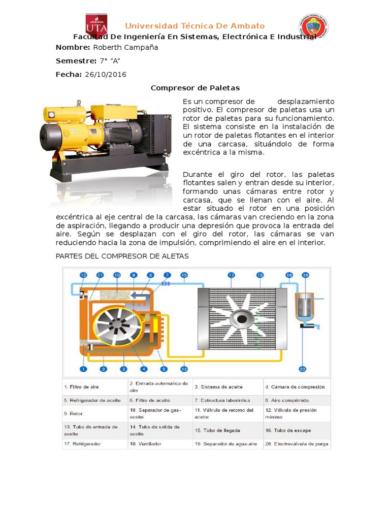 Compresor de Paleta | Compresor de gas | Ingeniería mecánica