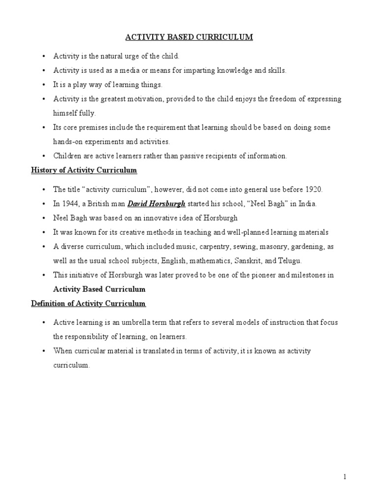 Activity-Based-Curriculum New | PDF