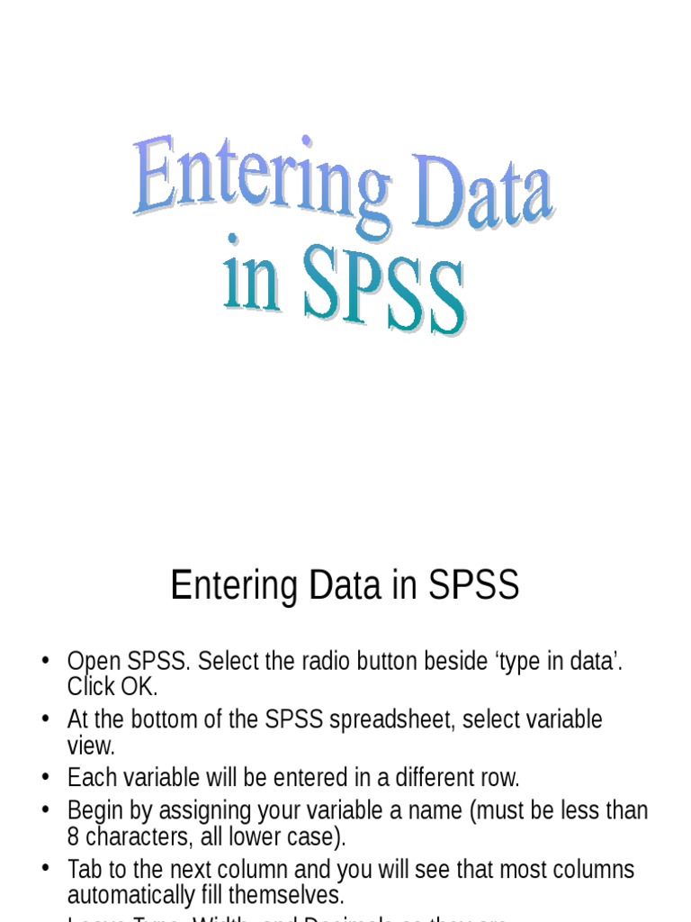 Entering Data in SPSS | PDF