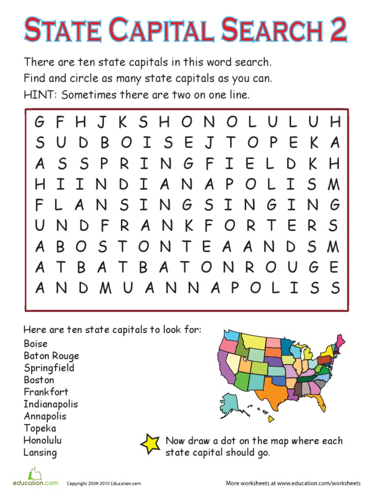 State Capitals Word Search Activity | PDF | Social Science