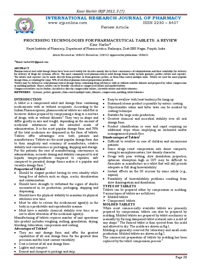 1206 PDF | PDF | Tablet (Pharmacy) | Pharmaceutics
