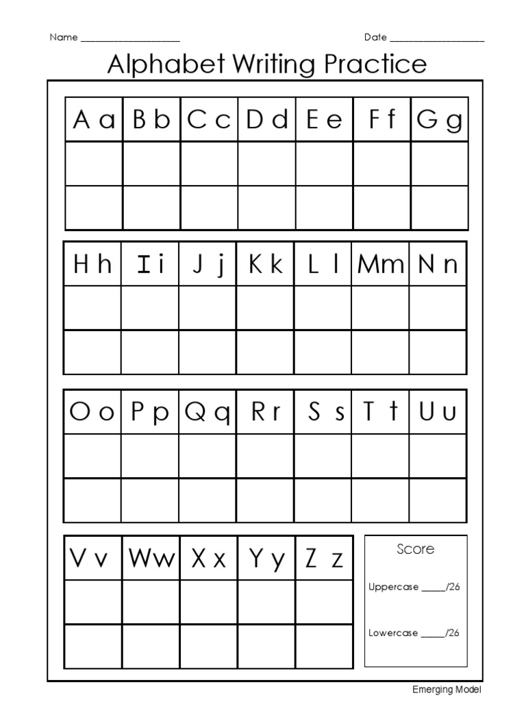 Alphabet Writing Practice Sheet | PDF