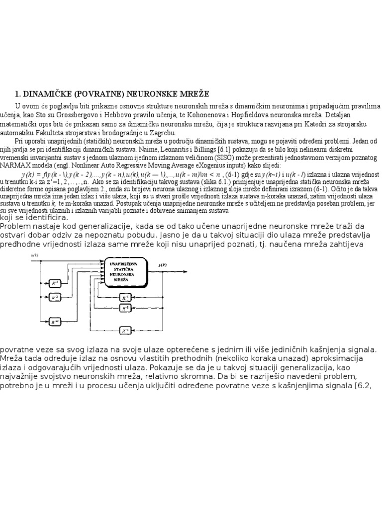 Dinamicke Umjetne Neuronske Mreze | PDF