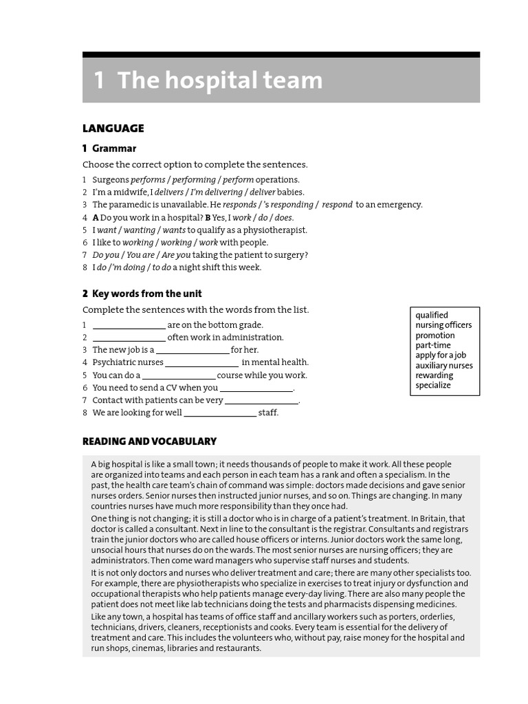The Hospital Team - Reading | PDF | Nursing | Hospital