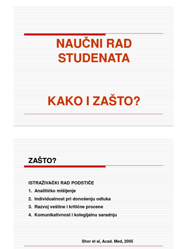Naucni Rad Studenata, Kako I Zasto | PDF Naucni Rad Studenata, Kako I Zasto | PDF