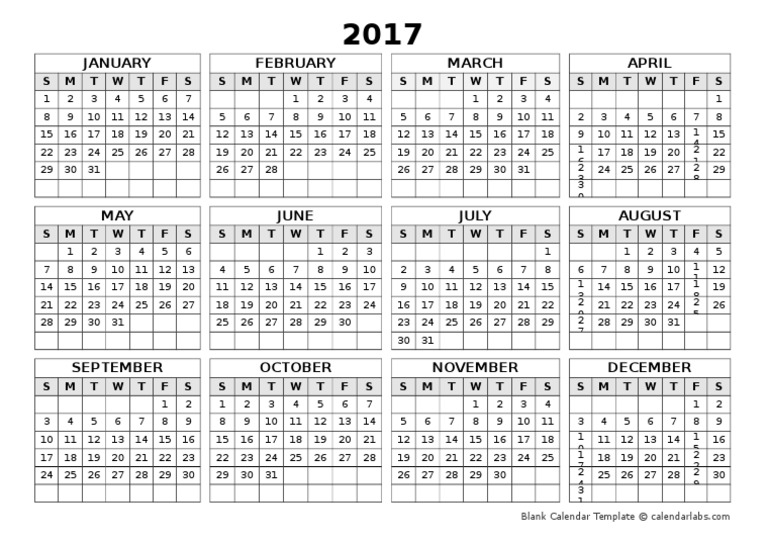 2017 Blank Calendar Template | PDF | Teaching Methods & Materials