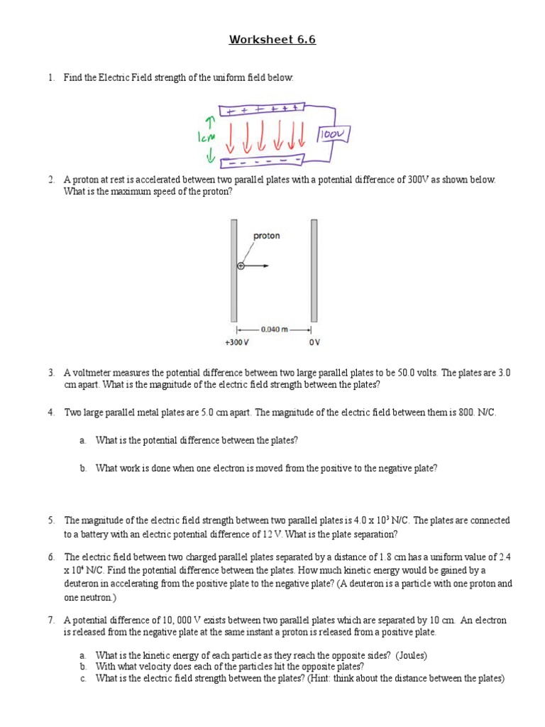 Unit 6 - Worksheet - 6.6 - Electric Potential in Uniform Electric ...