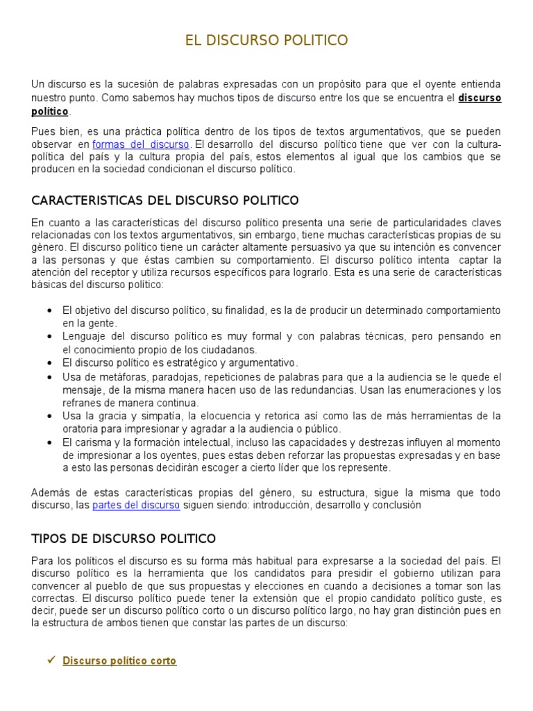 El Discurso Politico | Discurso | Política