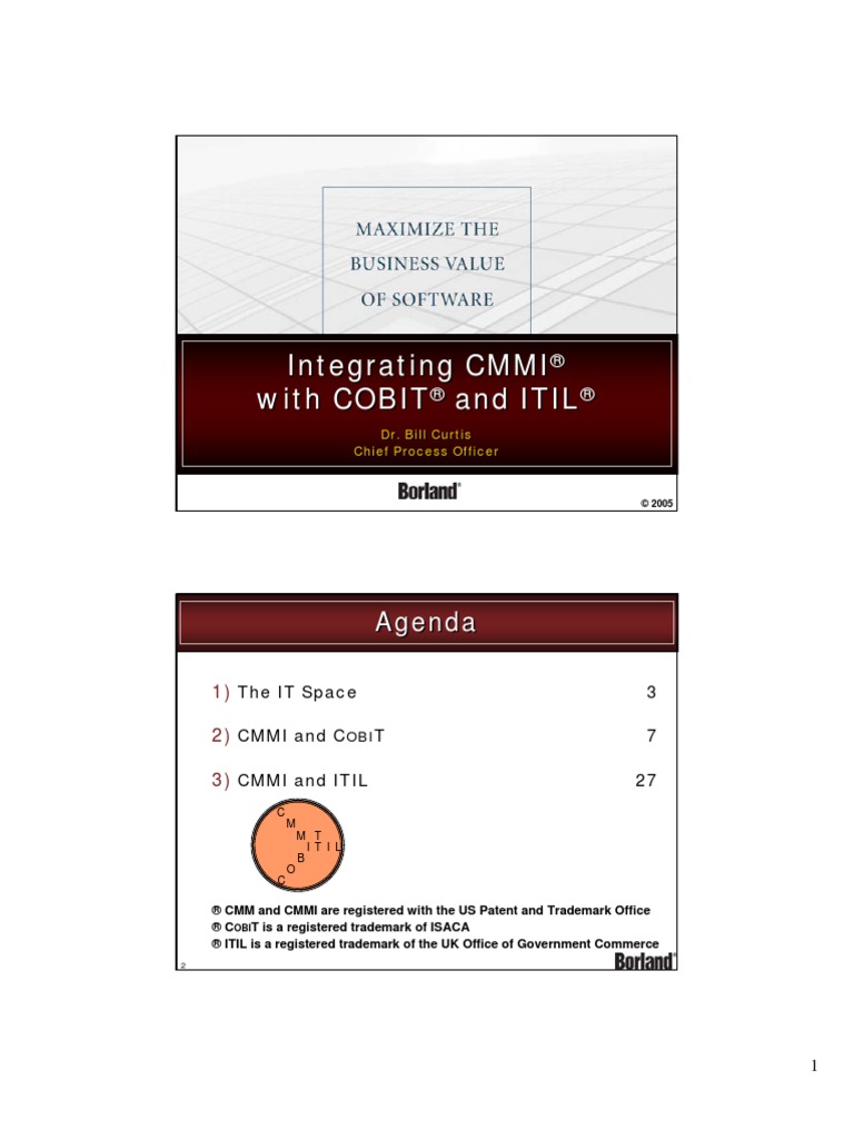CobiT, ITIL and CMMI - A Tutorial | PDF | Itil | Cobit