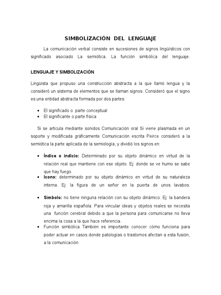 Simbolización Del Lenguaje | PDF