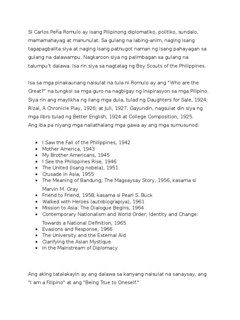 Carlos Peña Romulo: A Profile of the Filipino Diplomat, Politician ...