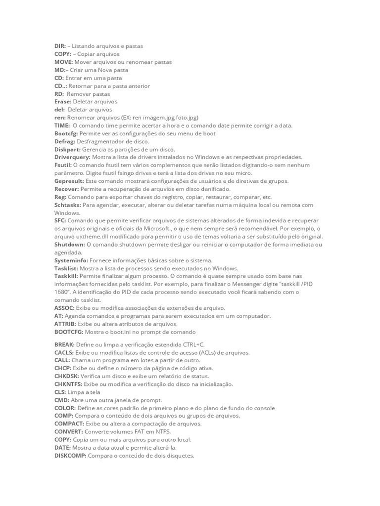 CMD Todos Os Comandos | PDF