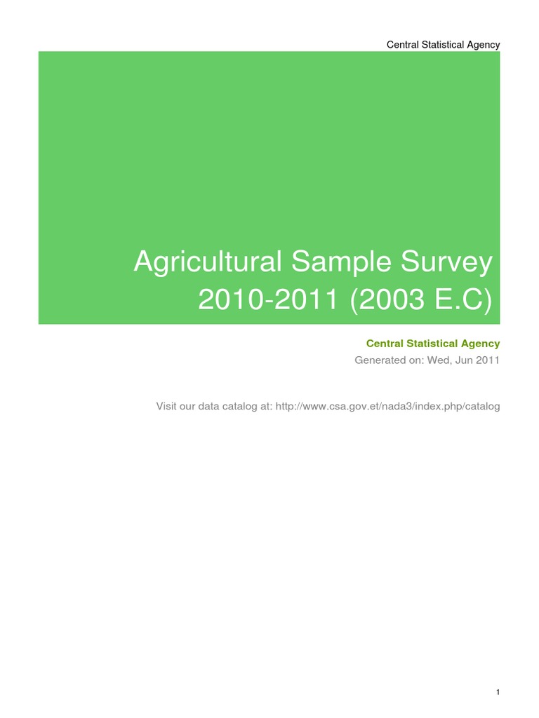 Agricultural Sample Survey 2003 EC Ethiopia | Download Free PDF ...