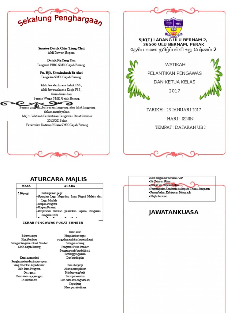 Buku Program Pelantikan Pengawas Pss Final | PDF