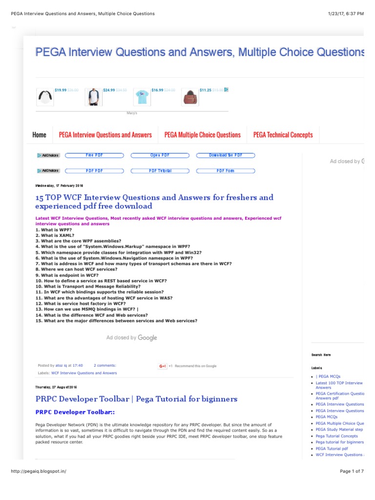 PEGA Interview Questions and Answers, Multiple Choice Questions ...
