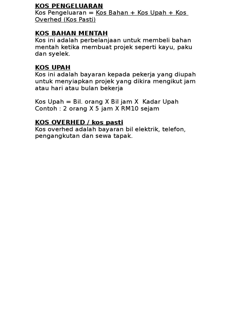 Kos Pengeluaran dan Komponen Utamanya | PDF | Seni