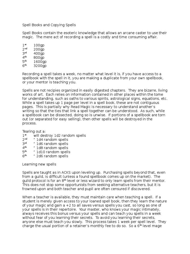 Spell Books and Copying Spells | PDF | Magic (Paranormal)
