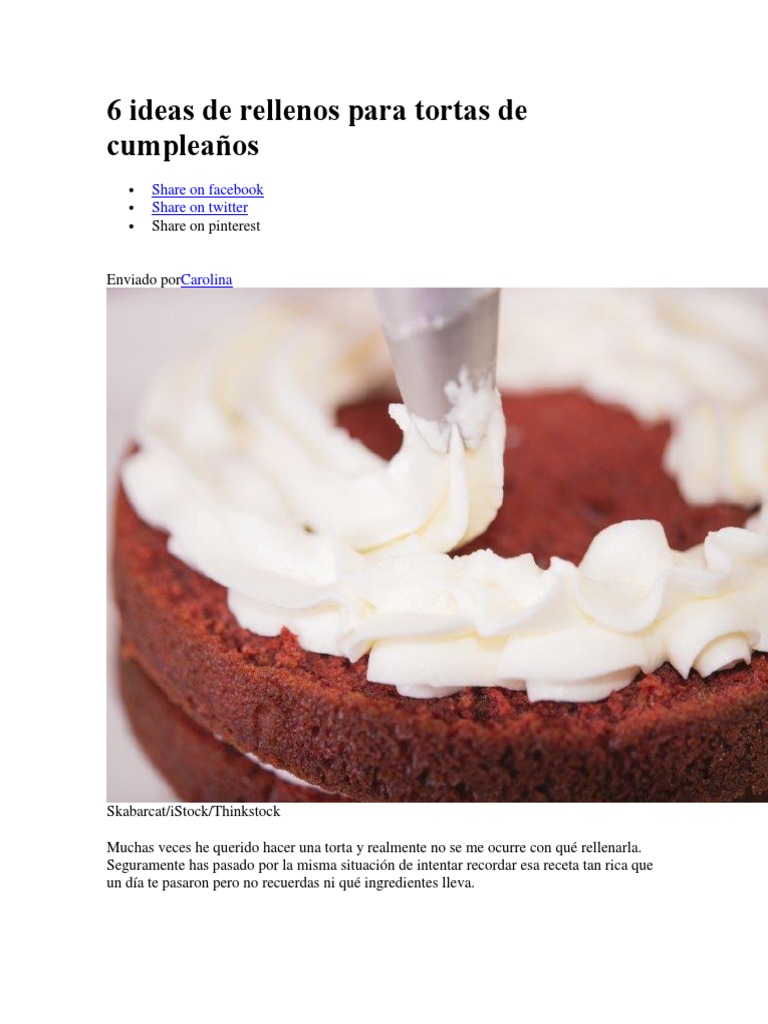 6 Ideas de Rellenos para Tortas de Cumpleaños | PDF | Cumpleaños ...