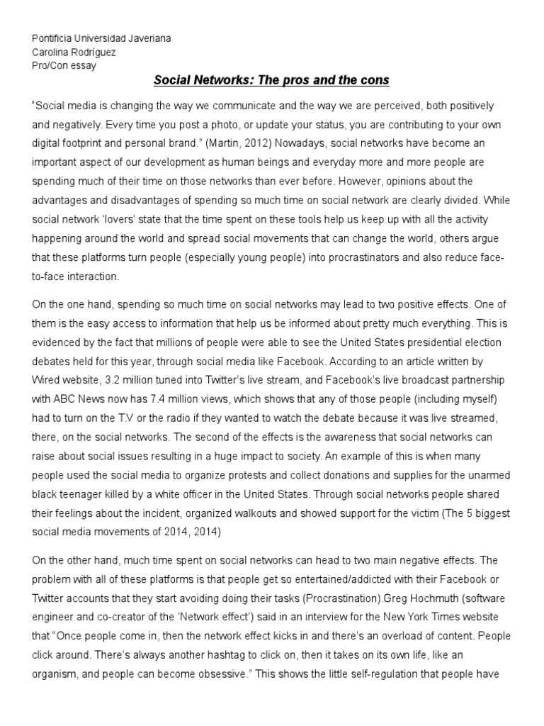 Social Networks Essay | PDF | Social Media | Popular Culture & Media ...