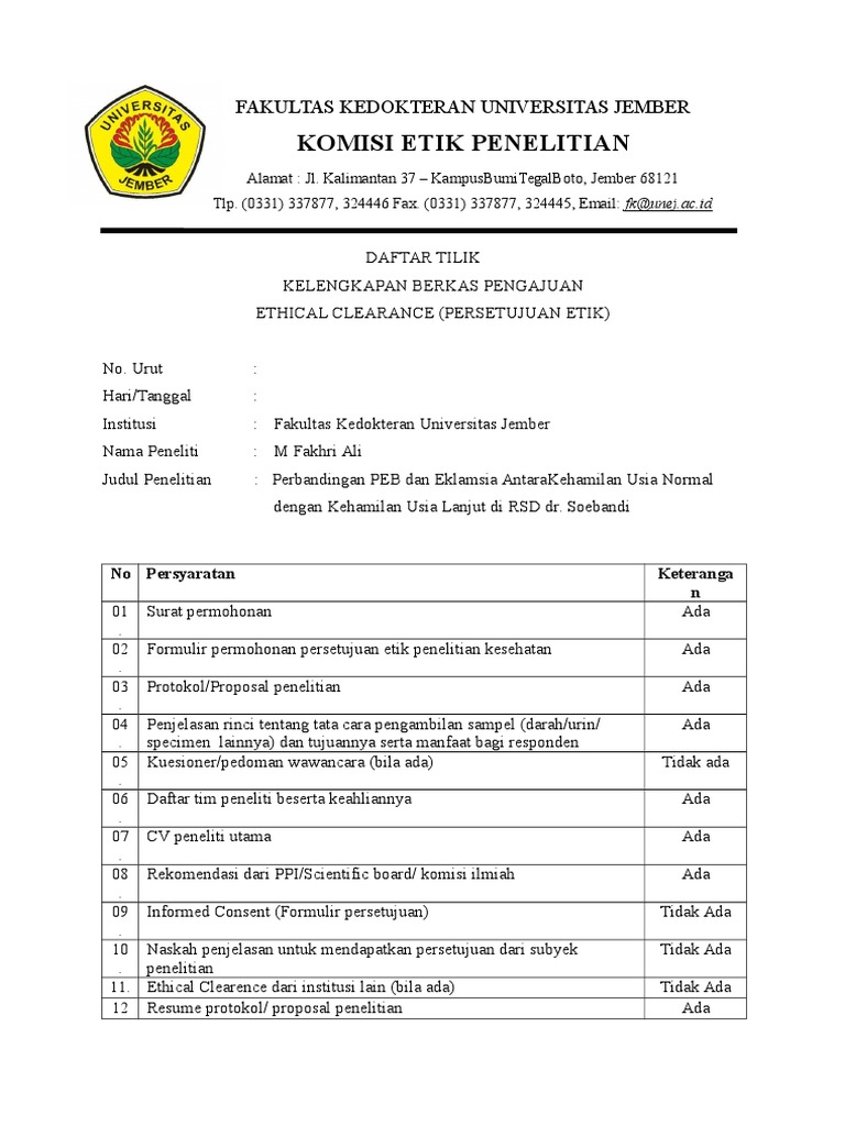 Ethical Clearance | PDF