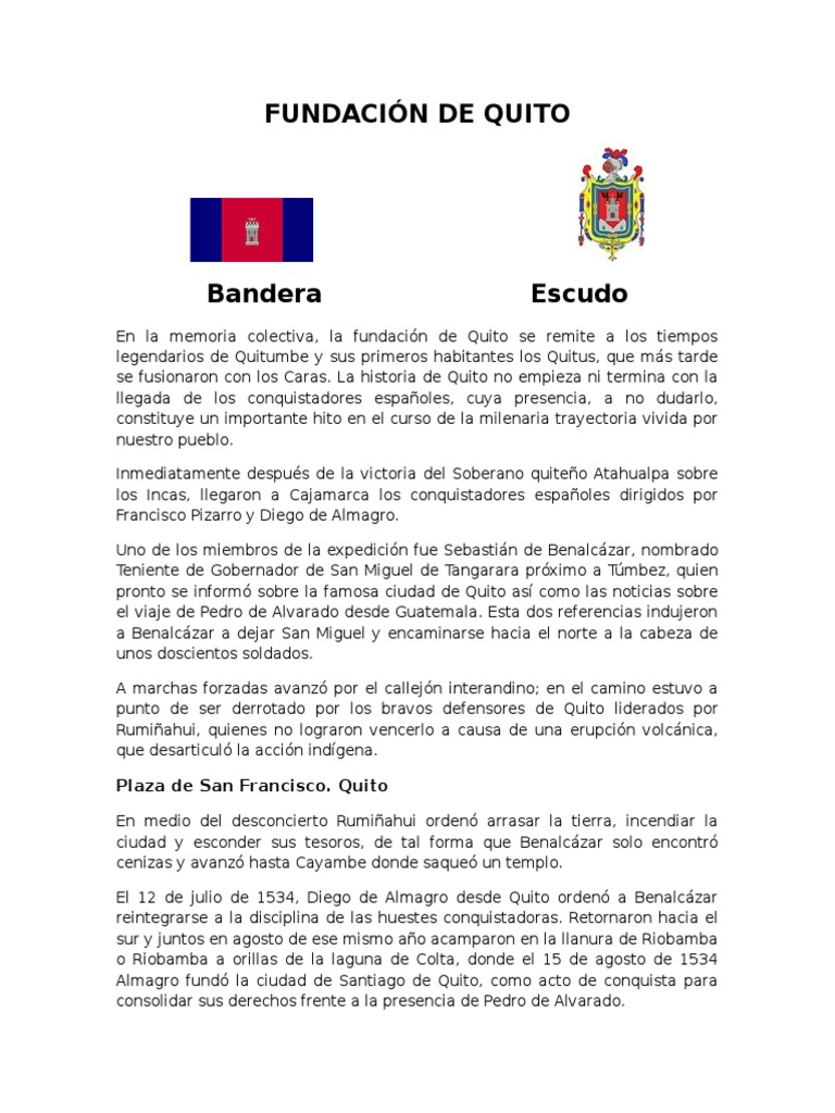 Fundación de Quito: 6 de diciembre de 1534 | PDF | Conflictos del ...