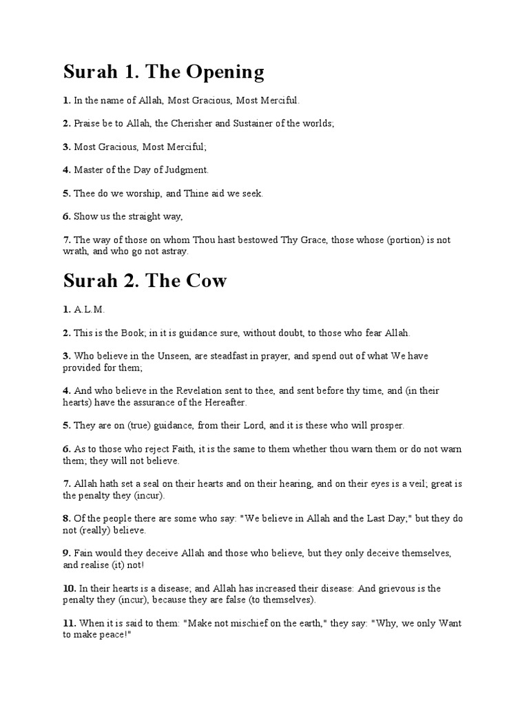 Quranic Surahs: Guidance and Faith | PDF