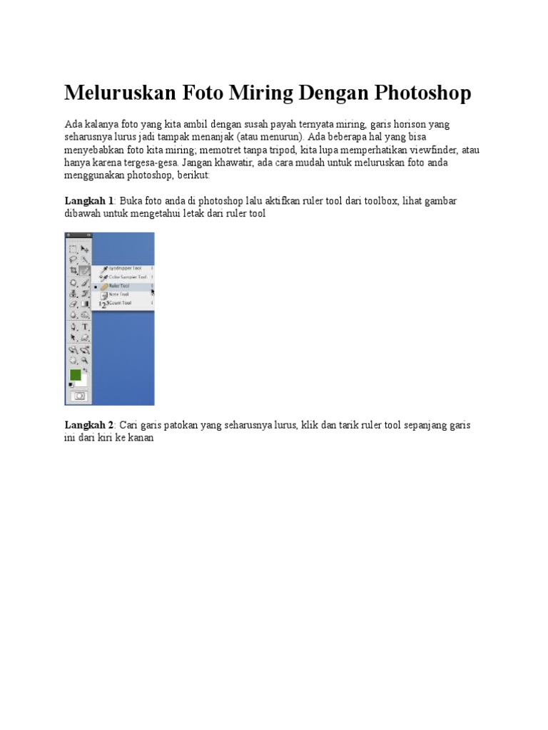 Meluruskan Foto Miring Dengan Photoshop | PDF