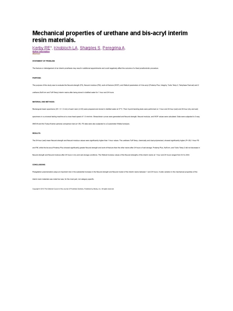 Mechanical Properties of Urethane and Bis | PDF